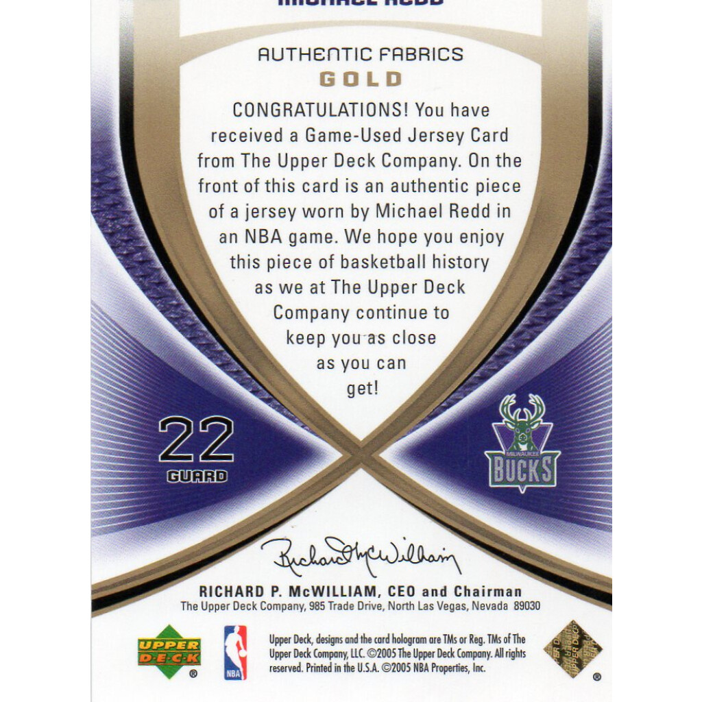 MICHAEL REED - KARTA NBA Z KAWAŁKIEM KOSZULKI /100 - Hoops.pl